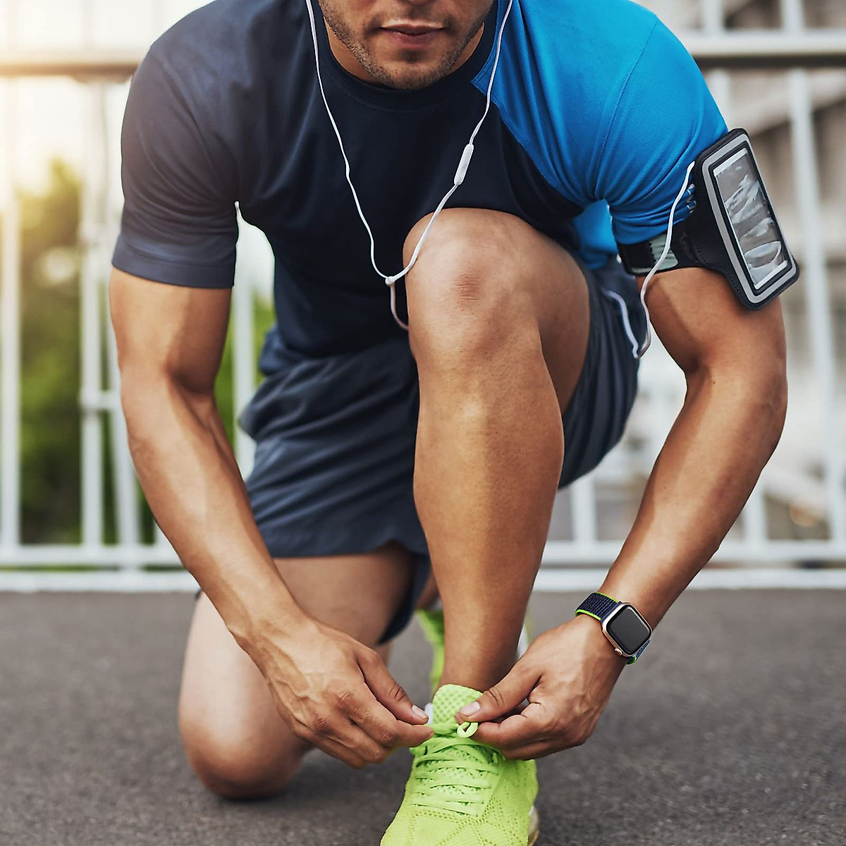 Lenrao Compatible with Apple Watch Bands for Men 44mm 45mm 42mm 49mm, Velcro Sport Stretchy Nylon Loop Braided Breathable Strap for iWatch Bands Men Series Ultra Se 10 9 8 7 6 5 4 3 2 1