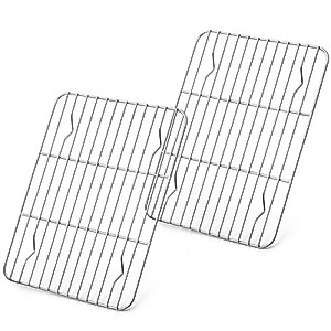 E-far Small Baking Rack Set of 2, Stainless Steel Metal Roasting Cooking Racks, Size – 8.6"x6.2", Non Toxic & Rust Free, Fit for Small Toaster Oven, Dishwasher Safe