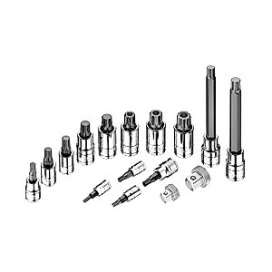 Kauplus 16 Pcs XZN Triple Square Spline Bit Socket Set- Short & Extra Long (140MM), W/Adapter 1/4" x 3/8" & 3/8" x 1/2", M4-M13, Tamper Proof M14-M18