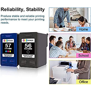 GPC Image Remanufactured Ink Cartridge Replacement for HP 56 57 Ink High Yield to use with Deskjet 5550 5650 5150 5850 Photosmart 7260 7450 7150 7350 Printer (1 Black, 1 Tri-Color, 2-Pack)