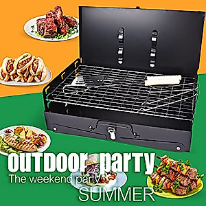 Bltong Charcoal Grills Portable Oven Mini BBQ Grill Foldable Barbecue Grills for Camping Patio Backyard and Anywhere Outdoor Cooking Black