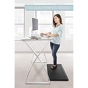 Stand Steady Joy Standing Desk | 43in Large Glass Desk | Modern Standing Desk with Tempered Glass Desktop & Wood Print | Tall Desk & Reception Table | Stand Up Desk for Home & Office (Wood Print)