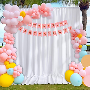 Htper 20ft x 10ft White Backdrop Curtain Panels for Parties, Thick Wrinkle Resistant 4 Panels Polyester Wedding Backdrop Drapes for Party Birthday Backdrop Photography Home Decorations