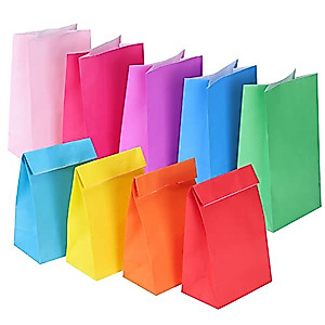 TOMNK 36pcs Paper Party Favor Bags, 9 Colors Small Gift Bags, Wrapped Treat Bag for Birthdays, Baby Showers, Crafts and Activities, May Day, Wedding (Assorted Colors)