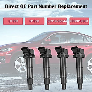 4PCS Ignition Coils for 2002 2003 2004 2005 2006 2007 2008 2009 2.4L Toyota Camry Matrix RAV4 Solara Highlander Scion TC xB Lexus HS250h 2.4 Coil Packs OE# UF333 C1330 90919-02244