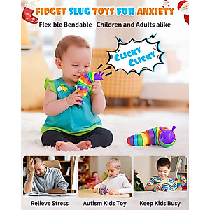 Sensory Fidget Toys for Kids and Adults, Slug Sensory Toys for Autistic Children Baby & Toddler Bluey Toys, Slinky Fidget Toys Adults Fidgets for Classroom Toys Toddler Toys for Children Age 3+