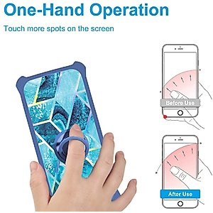 Case for Infinix Smart 7 Plus Case Compatible with Infinix Smart 7 Plus Phone Case Cover [with Tempered Glass Screen Protector][PC + TPU 2 in 1][Ring Support] [Colorful Reflect Light] IMDL-LS