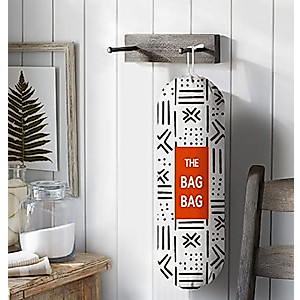 XIKAINUO Funny Geometric Pattern Kitchen Grocery Bag Storage Holder, Washable Canvas Grocery Shopping Bags, Hanging Trash Bag Dispensers, Home Kitchen Bathroom Decor for Women Mom Grandma Gift