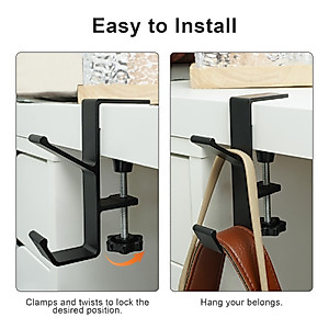 4 Pack Desk Hook for Bag,Desk Hooks,Table Hooks for Hanging Bags,Purse Hook for Desk,Bag Holder for Table,Headphones Holder,Desk Mount Holder Hook for Headphone Counter Table Office Home (Black)