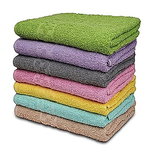 ZUPERIA 7-Pack Bath Towels - 30" x 54" - Ultra Soft 100% Cotton Large Bath Towels- Highly Absorbent for Bathroom, Pool, Gym, Spa, and Hotel Use (Colors Vareity)