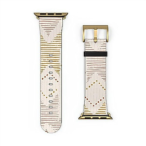 Creative Vibes2 Pattern Smart Watch Band Compatible with Smart Watch Series 1, 2, 3, 4, 5, 6, 7, & SE - High-Quality Leather Watch Bands for Smart Watches (38-41 mm, Gold Matte)
