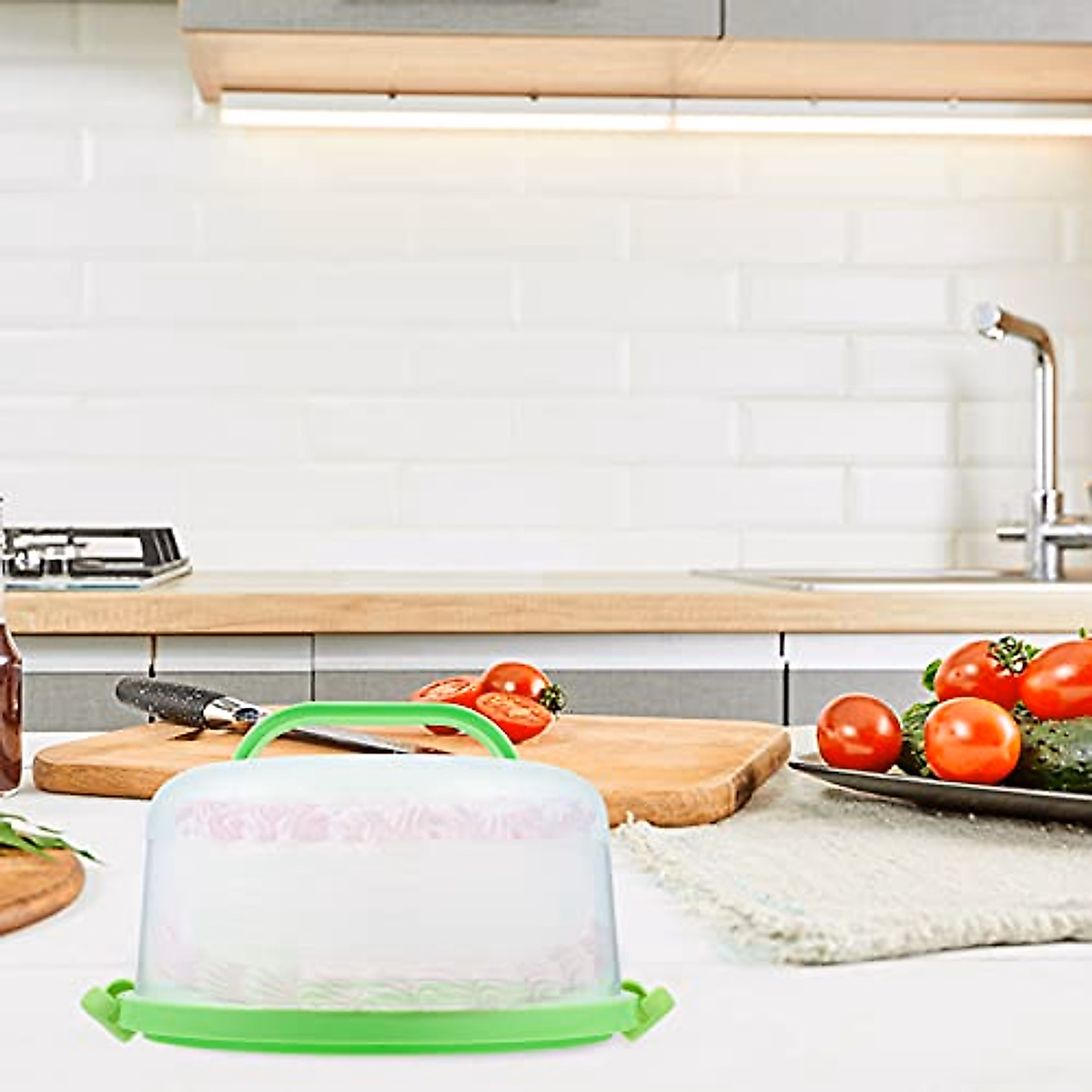 Hemoton Mini Cake Box Green Clear Cake Dome Boxes Cake Containers Carriers Cake Boards Individual Plastic Cake Pastries Muffin Cups Case Holder Containers for Dessert Cupcake 10 Inches Cake Keeper