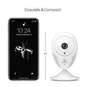 EZVIZ Indoor Wi-Fi Security Camera, Motion Detection Alert, Baby/Pet Monitoring, 111° Wide Angle, Two-Way Audio, Works with Alexa Google Home, 25ft Night Vision (CTQ2C-2 Pack WH)