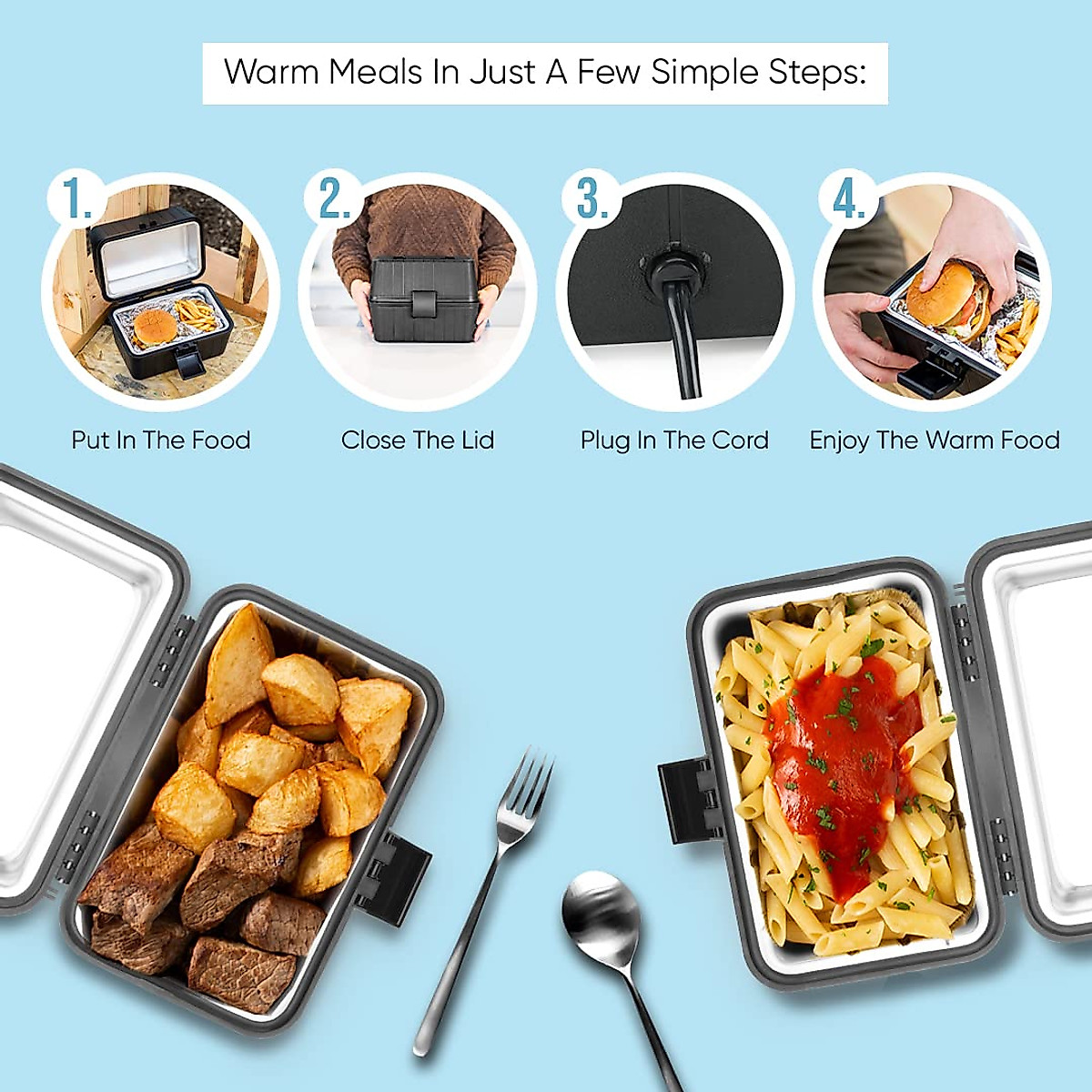 Zone Tech Heating Lunch Box - Premium Quality Electric Insulated Lunch Box Food Warmer Perfect for Picnics, Travelling, and On-site Lunch Break