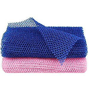 2 Pcs African Net Sponge,African Exfoliating Net,Exfoliating Bath Sponge,Bath Towels,Nylon Net,Wash Cloths,Back Scrubber for Shower,Skin Smoother for Daily Use or Stocking Stuffer(Blue,Pink）