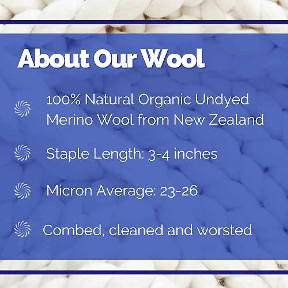 Revolution Fibers Merino Wool Roving 1 lb (16 Ounces) for Spinning | Soft Chunky Jumbo Yarn for Arm Knitting Blanket |100% Natural Undyed (Off-White) Wool Yarn, Felting Core, Carded Stuffing