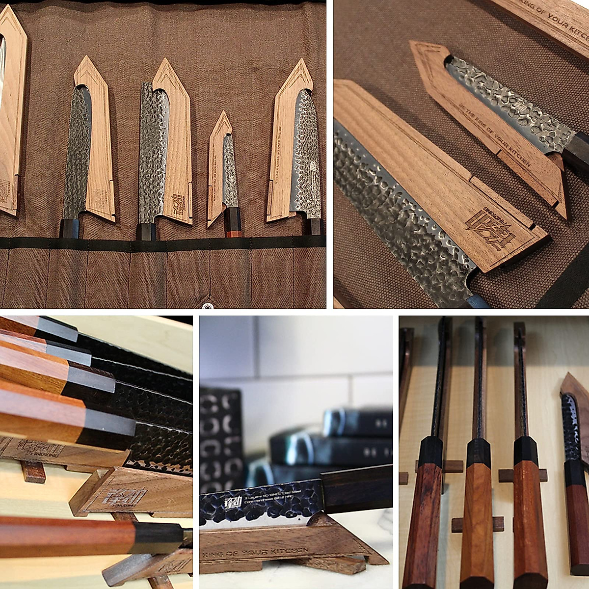 FINDKING Walnut Knife Edge Guard, Wooden Magnetic Knife Sleeve for Counter, Drawer, Knife Bag, Light, Portable Blade Sheath Cover, Suitable for 8" Japanese Kitchen Knife (Knife Not Included)