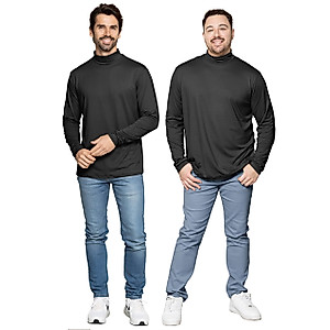 STRETCH IS COMFORT Men's Long Sleeve Mock Neck Turtleneck Black X-Large