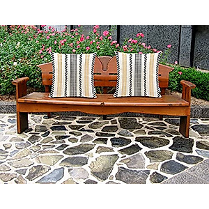 Neutral Beige Aesthetic Farmhouse Throw Pillow Covers Classic Striped Decorative Outdoor Waterproof Pillows Case,18x18 Inch Square Cushion Cover for Garden Patio Furniture Couch Tent Park Set of 2