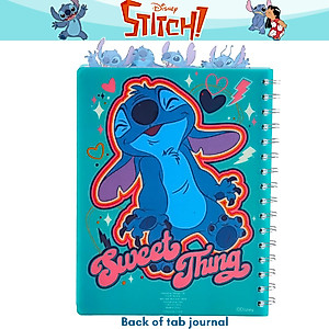Innovative Designs Disney Stitch Tab Journal Spiral Notebook, Ballpoint Pen, Sticky Tabs, 96 Lined Pages, Blue