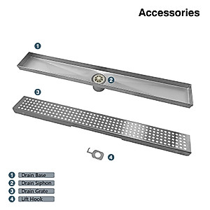 Naiture Brushed Stainless Steel 18" Vieel Linear Shower Drain