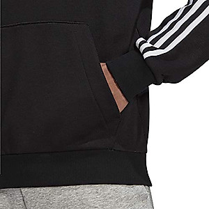 adidas Men's Essentials 3-Stripes French Terry Hoodie, Black/White, Small