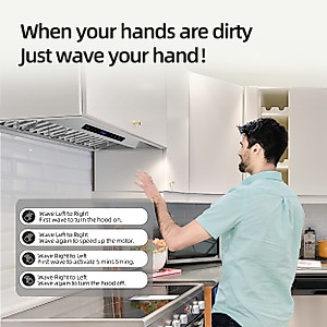 FIREGAS Range Hood Insert 30 inch, Ducted/Ductless Range Hoods 800CFM, Kitchen Vent Hood with 3 Speed Exhaust Fan, 2 Baffle Filters, Touch and Gesture Sensing Control Built in Stove Hood