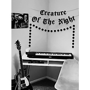 LaVenty Creature Of The Night Banner Garland Goth Banner Gothic Garland Horror Movie Night Decoration Goth Bedroom Decoration Birthday Wedding Bridal Shower Banner
