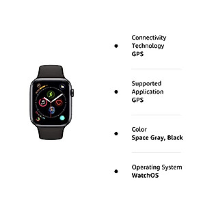 Apple Watch Series 4 (GPS, 44MM) - Space Gray Aluminum Case with Black Sport Band (Renewed)