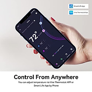 Vine 4 Inches Full Touch Screen TJ-560 Programmable Smart Wi-Fi Thermostat for Home with App Control, Energy Saving, Easy Installation, Compatible with Alexa and Google Assistant, White
