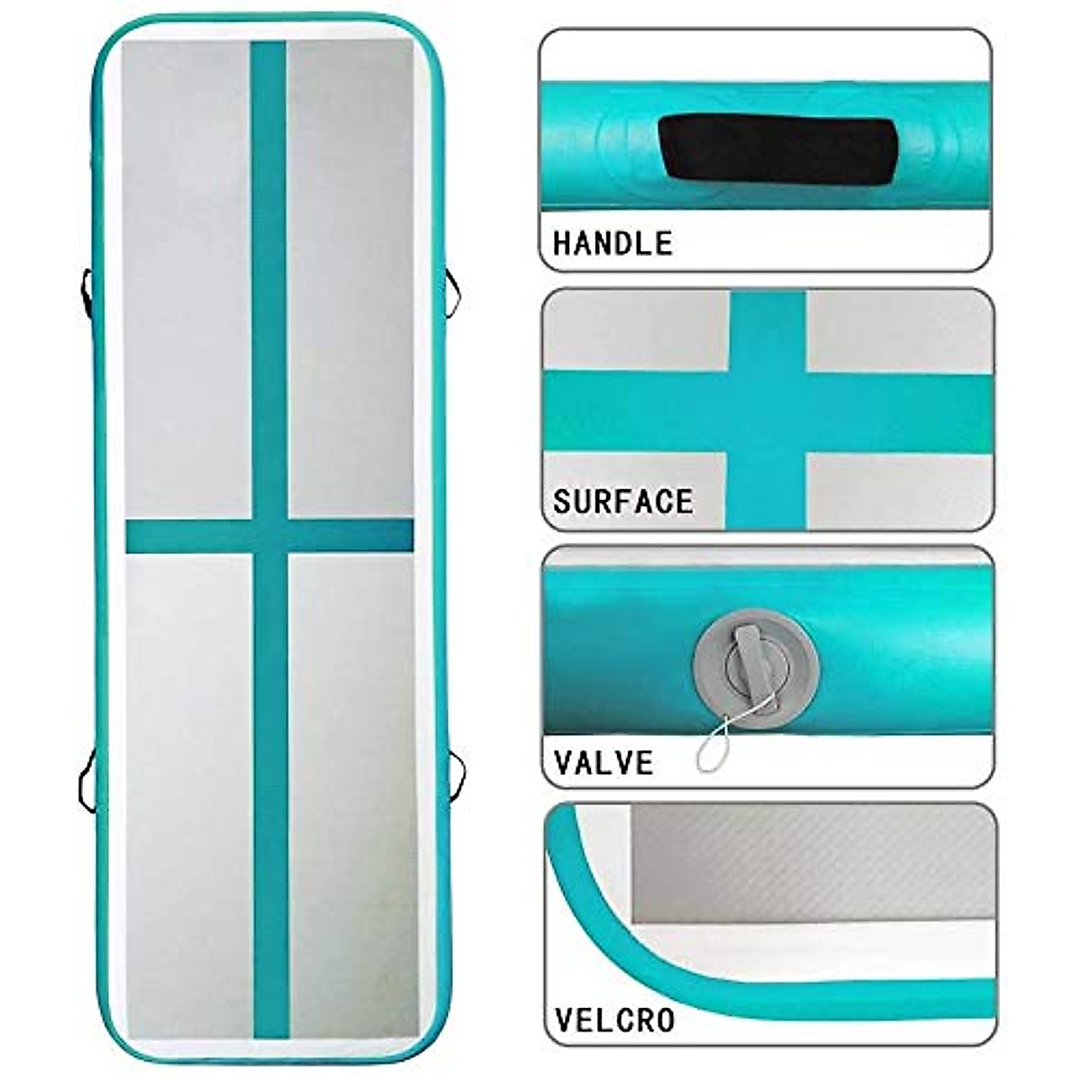 Toppay Tumbling Air Track Inflatable Gym Mat Training Air Floor (Green, 4Mx1Mx0.1M)