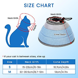IDOGCHEW Cat Cone Collar Soft, Cat Recovery Collar Stop Licking After Surgery, Kitten Elizabethan Collar, Adjustable, Lightweight, Comfortable - Blue, S