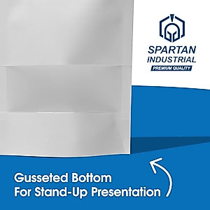 Spartan Industrial - 4" X 6" White Resealable Stand-Up Pouches - Pack of 100 Small Smell-Proof Food Pouch Bags for Packaging, Pet Treats, Cosmetics, and More