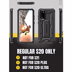 ArmadilloTek Vanguard Case Compatible with Samsung Galaxy S20 (6.2 inches) Military Grade Full-Body Rugged with Built-in Kickstand [Screenless Version] - Black