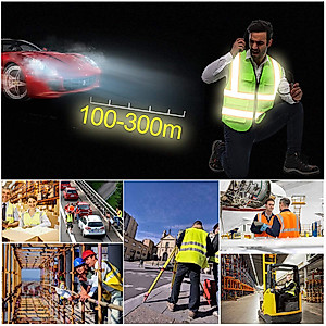 YOWESHOP High Reflective Visibility Safety Vest Custom Your Logo Safety Workwear with Reflective Strips and Front Zipper(Black-Green Webbing M)