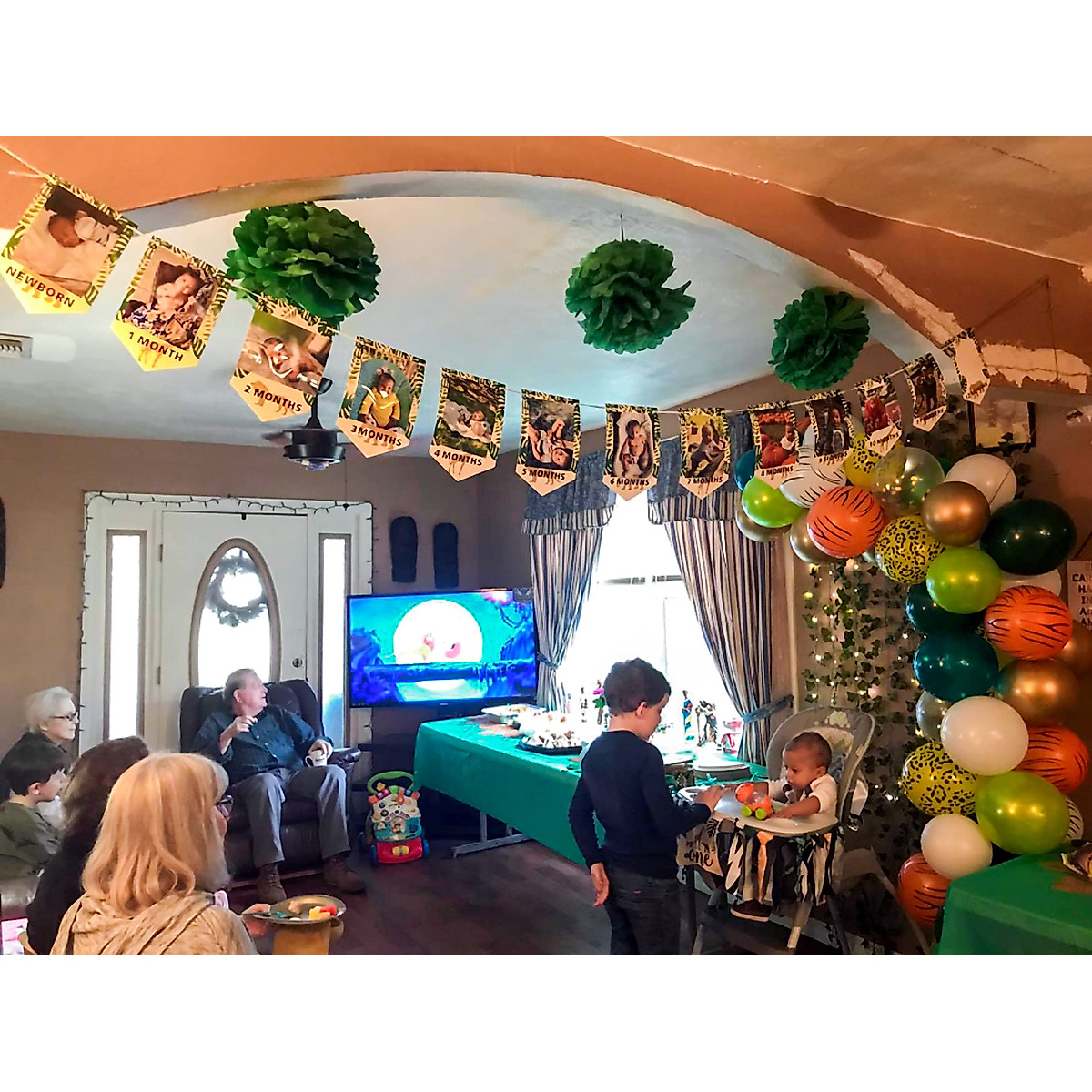 JeVenis Jungle Gold Monthly Photo Banner Wild One Monthly Photo Banner Safari First Birthday Banner Monthly Photo Banner Zoo Jungle Banner