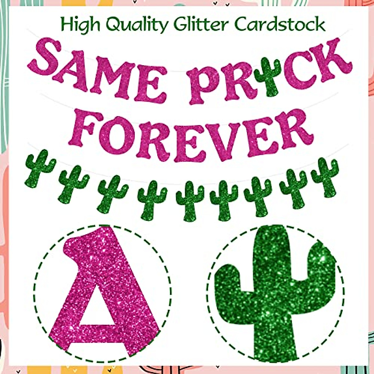 Mexican Bachelorette Party Decorations | Rose Red Glitter Same Prick Forever Banner Cactus Garland | Mexican Fiesta | Funny Bridal Shower Decorations | Hen Party Decoration