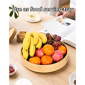 12 Inch Lazy Susan Organizer, Bamboo Lazy Susan Turntable for Cabinet, Durable and Noiseless Turntable Organizer