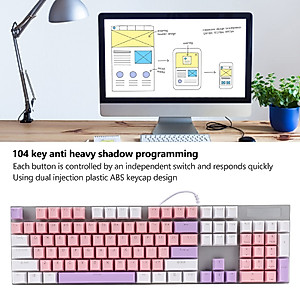 Gaming Keyboard, RGB Backlight Hot Swap Mechanical Keyboard for PC (Red Switch)