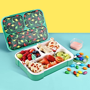 BDBKYWY 3D Dinosaur Lunch Box Kids Bento Box Insulated Lunch Bag with Ice Pack Water Bottle Spoon Salad Snack Container Silicon Cap Durable Water-Resistant Back to School Supplies for Boys Age 7-12