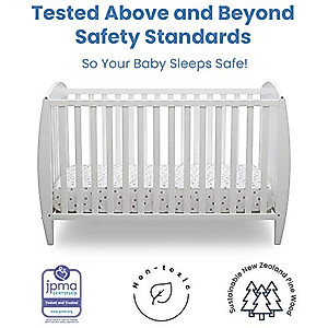 Delta Children Twinkle 4-in-1 Convertible Baby Crib, Easy to Assemble, Sustainable New Zealand Wood, JPMA Certified, White