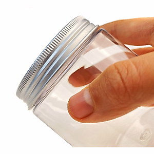 erioctry 250ml / 8Oz Jars PET Plastic Empty Cosmetic Containers Jars Cases with Silver Aluminum Lid Cream Lotion Box Ointments Bottle Food Bottle Makeup Pot Jar 6 Pack (8Oz/250ml)