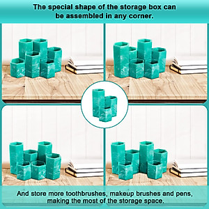 SZYRL Toothbrush Holder for Bathrooms Toothpaste Holders Stand Bathroom Organizer for Toothbrush Makeup Brushes Holder Resin of Marble Pattern