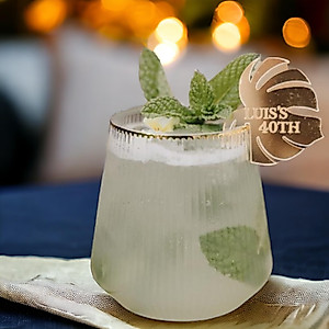 36 Count Origami Ripple Unbreakable Stemless Plastic Wine Champagne Whiskey Glasses Elegant Durable Disposable Indoor Outdoor Ideal for Home, Office, Bars, Wedding, Ribbed 12 Ounce Cups (Gold Rim)