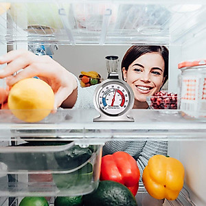 Anvin Refrigerator Thermometers Large Dial Freezer Thermometer with Dual-Scale -30~30°C/-20~80°F for Freezer Refrigerator Cooler, Hooks or Stands Alone Thermometers Durable Steel (Pack of 2)