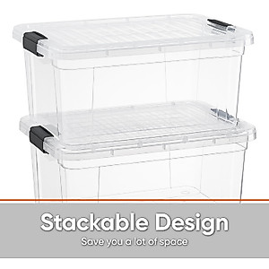 Superio Clear Storage Box with Lid, 6.75 Quart Plastic Container Bins for Organizing, Stackable Crates, BPA Free, Non Toxic, Odor Free, Organizers for Home, Office, School, and Dorm