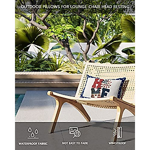 Recliner Head Pillow Ledge Loungers Chair Pillows with Insert Independence Day Farmhouse Home American Flag Lumbar Pillow with Adjustable Strap Outdoor Waterproof Patio Pillows for Beach Pool, 2 PCS