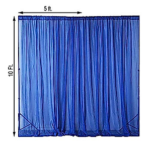 BalsaCircle 10 feet x 10 feet Royal Blue Sheer Voile Backdrop Drapes Curtains 2 Panels 5x10 ft - Wedding Ceremony Home Decorations