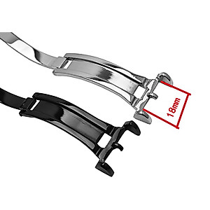 Richie strap] 18mm Quality Swiss 316L Stainless Steel Deployment Buckle Fits for IWC Pilot's Portuguese Clasp (Silver)