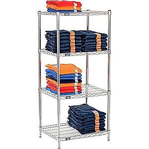 Nexel Adjustable Wire Shelving Unit, 4 Tier, Commercial Dry Storage Rack, 21" x 24" x 63", Chrome